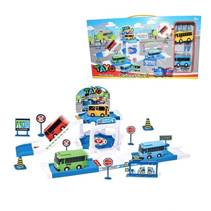 Jual Mainan Tayo Cartoon Bus Track Seluncur Parking - Tayo The Little Bus | Shopee Indonesia