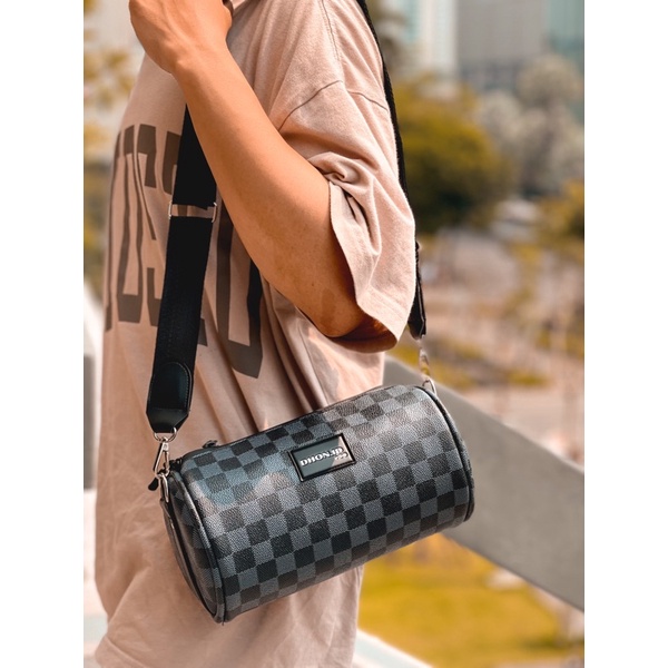 Jual Dhon id tas selempang bulat pria tas bulat tabung keren waterproof ...