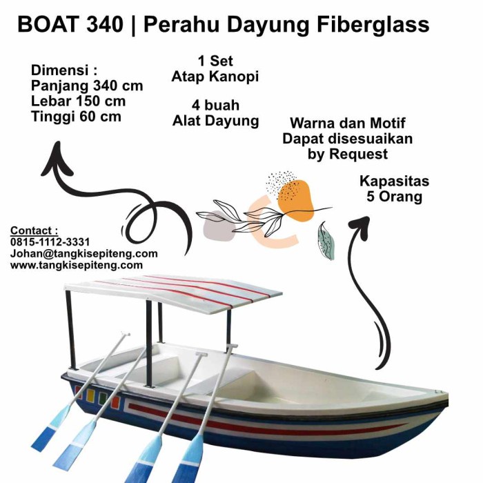 Jual Dayung-Karet-Perahu- Boat 340 - Perahu Dayung Fiberglass, Perahu ...