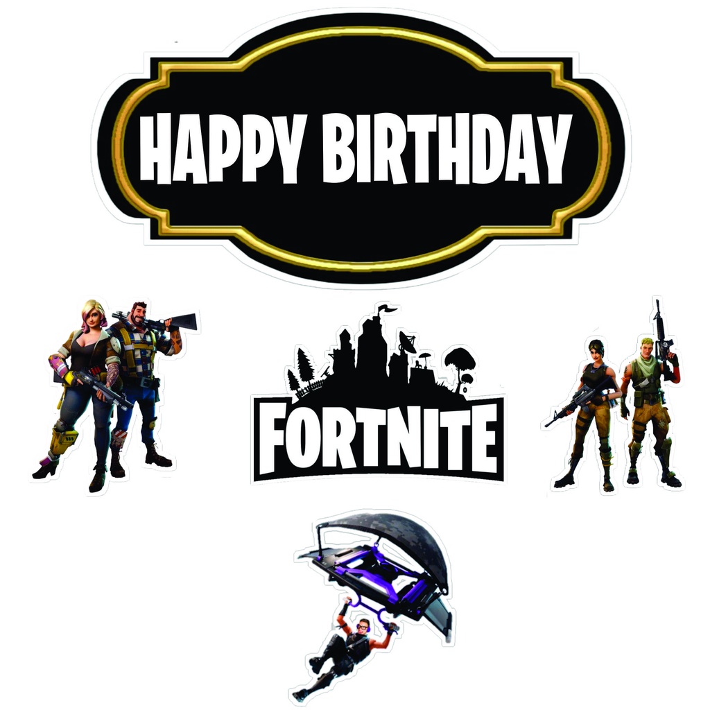 Jual CETAK TOPPER CAKE ULANG TAHUN / HIASAN KUE FORTNITE LABELLE JAYA ...