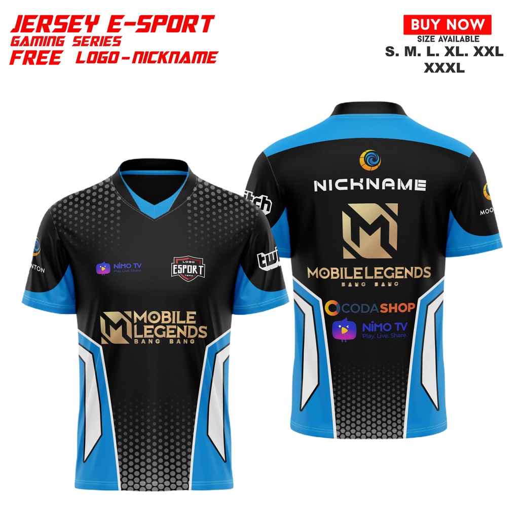Jual JERSEY GAMING E-SPORT CUSTOM ML MOBILE LEGEND FREE NICKNAME DAN ...