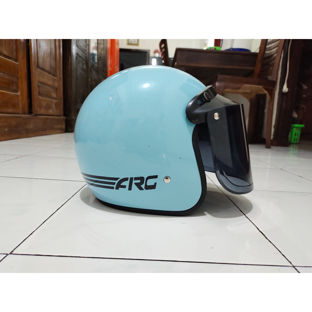 Jual HELM BOGO DEWASA ARC(BIRU TOSCA)+KACA DATAR INJAK - PACKING FREE ...