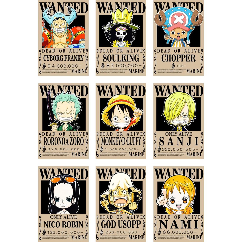 Jual Set Poster Mugiwara Chibi ( 9 pcs ) Non-Bingkai Anime Onepiece ...