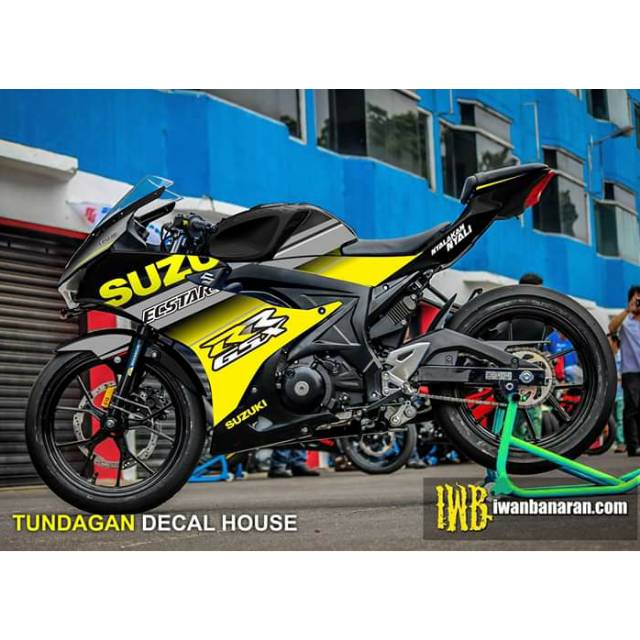 Jual Decal Striping Stiker Suzuki GSX R150 Black - Yellow Powerful ...