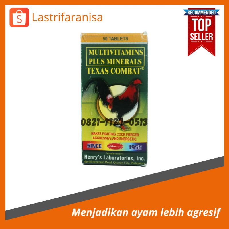 Jual Texas combat 50 butir vitamin multivitamin tenaga ayam tarung ...
