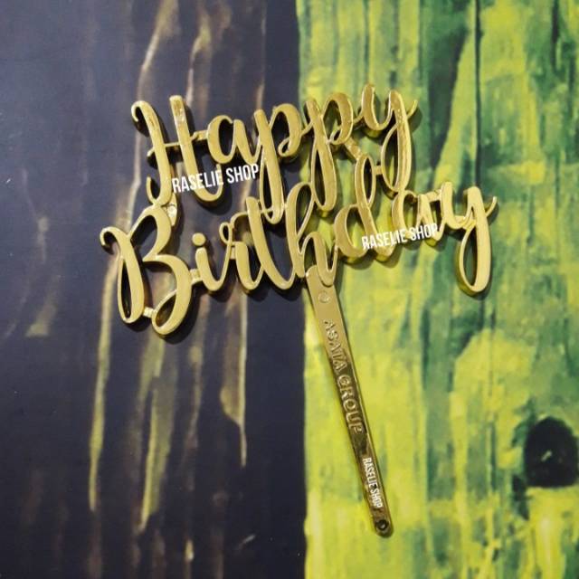 Jual Topper Cake tulisan Happy Birthday GOLD / RED Hiasan Kue Tart ...