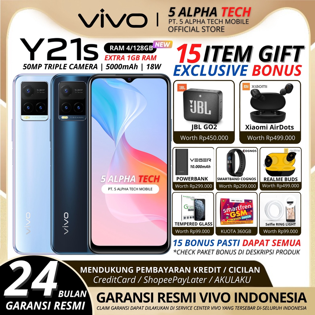 Jual VIVO Y21s Y21 4/128GB 4/64GB Garansi Resmi Vivo | Shopee Indonesia