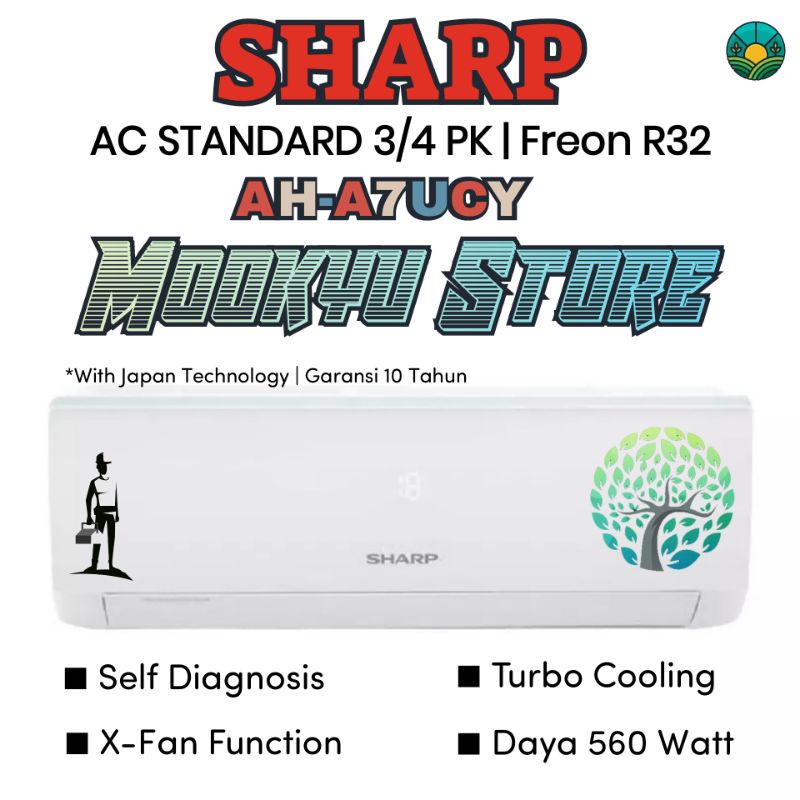Jual AC SHARP 3/4 PK Standard | AHA7UCY | AH-A7UCY | Freon R32 | 560 Watt | Shopee Indonesia