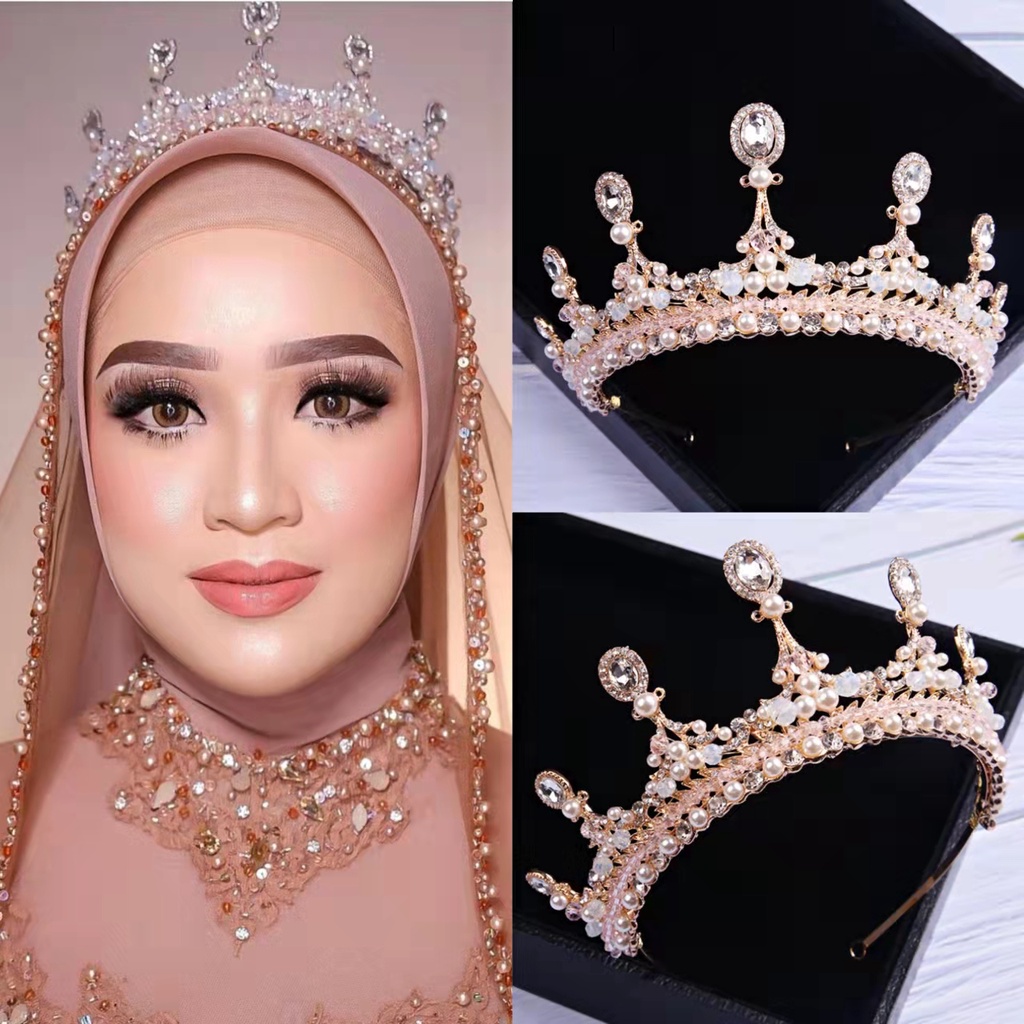 Jual Mahkota pengantin wedding crown warna pink | Shopee Indonesia