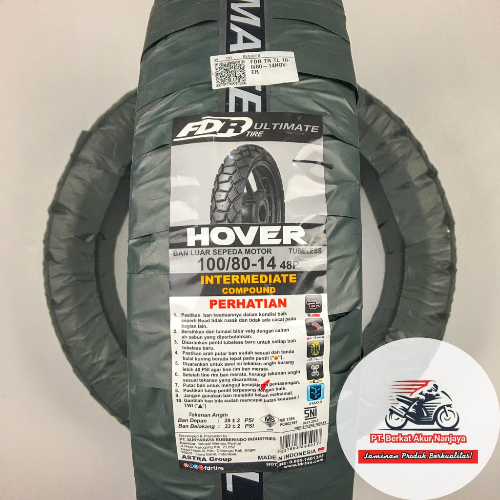 Jual FDR Hover 100/80-14 Ban Matic Tubeless BONUS Pentil | Shopee Indonesia