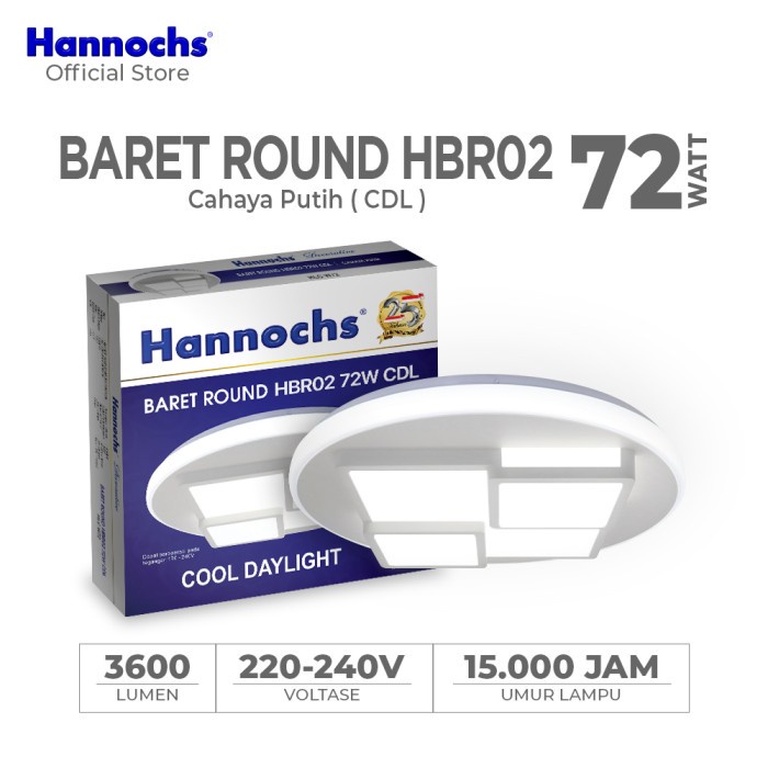 Jual Hannochs Lampu Downlight LED Baret Round HBR02 72W Cahaya Putih ...
