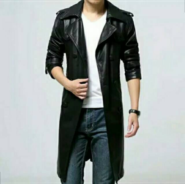 Jual Jaket jas jubah panjang semi kulit pria | Shopee Indonesia