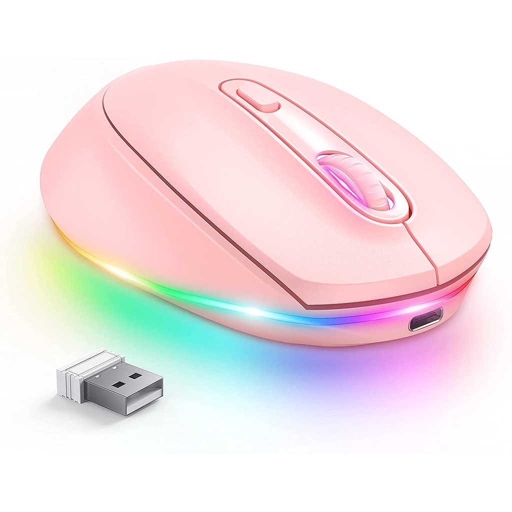 Jual Mouse Bluetooth Wireless RGB 1600DPI USB LED Lilac Mice Silent ...