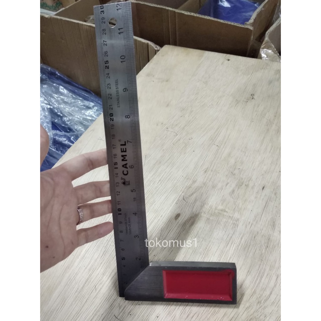 Jual Penggaris Siku Tukang 30 cm 12 inch Stainless Alat Garis Ukur Siku ...