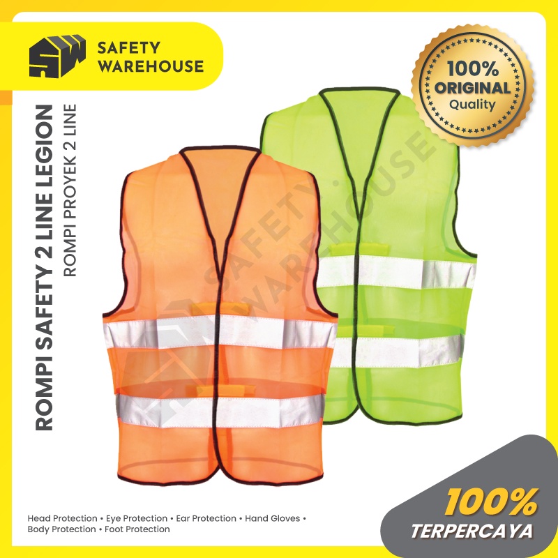Jual Rompi Safety Proyek Orange atau Hijau / Safety Vest Polyester 2 ...