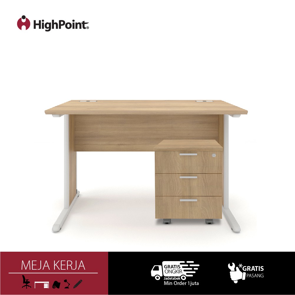 Jual Highpoint Six Meja Kantor / Meja Kerja+ Laci Mobile | Shopee Indonesia