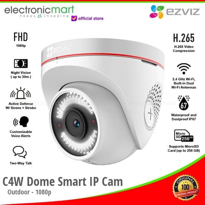 Jual EZVIZ C4W Dome 1080P Outdoor Smart IP Camera CCTV with Active ...