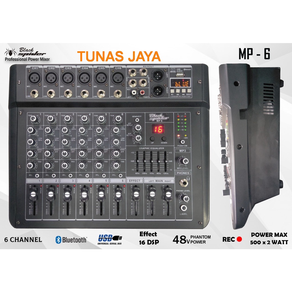 Jual POWER MIXER BLACK SPIDER MP6 POWER BLACKSPIDER MP 6 MP 6 CHANNEL ...
