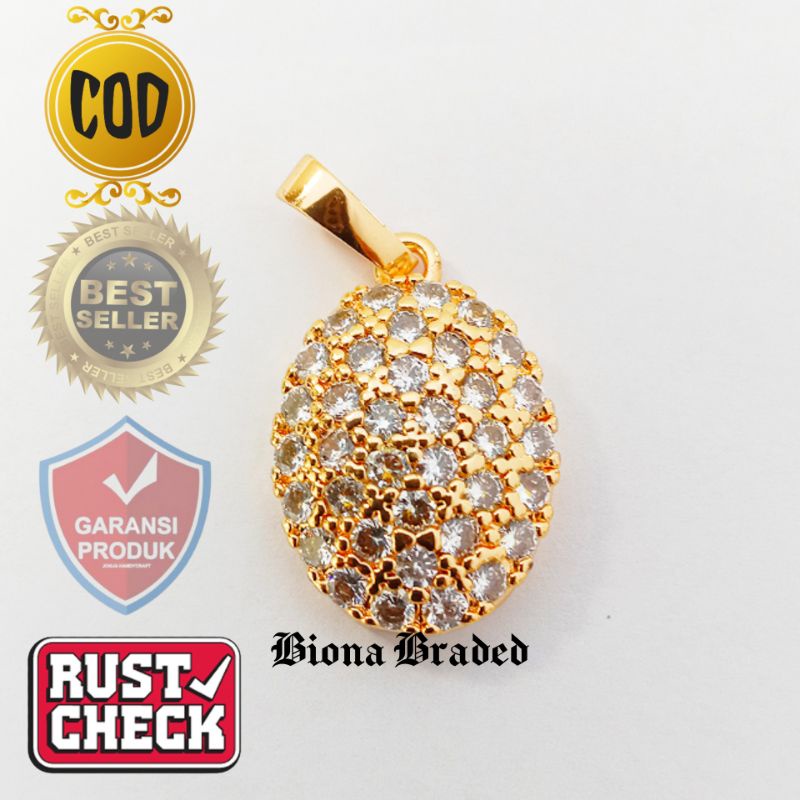 Jual Liontin Para ratu Liontin kalung wanita oval cembung full permata ...