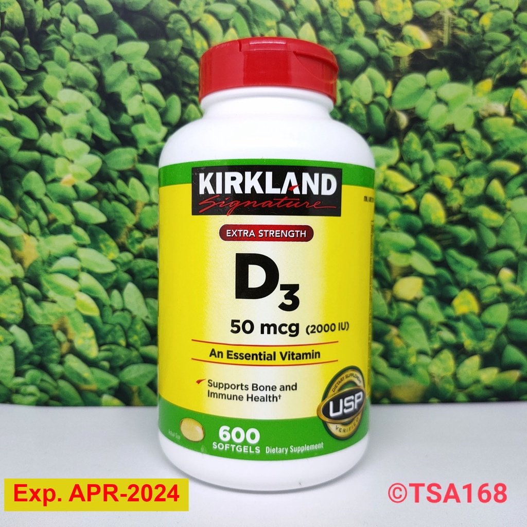 Jual Kirkland Vitamin D3 D 50 mcg 2000 IU 600 sg Extra Strength ORIGINAL | Shopee Indonesia