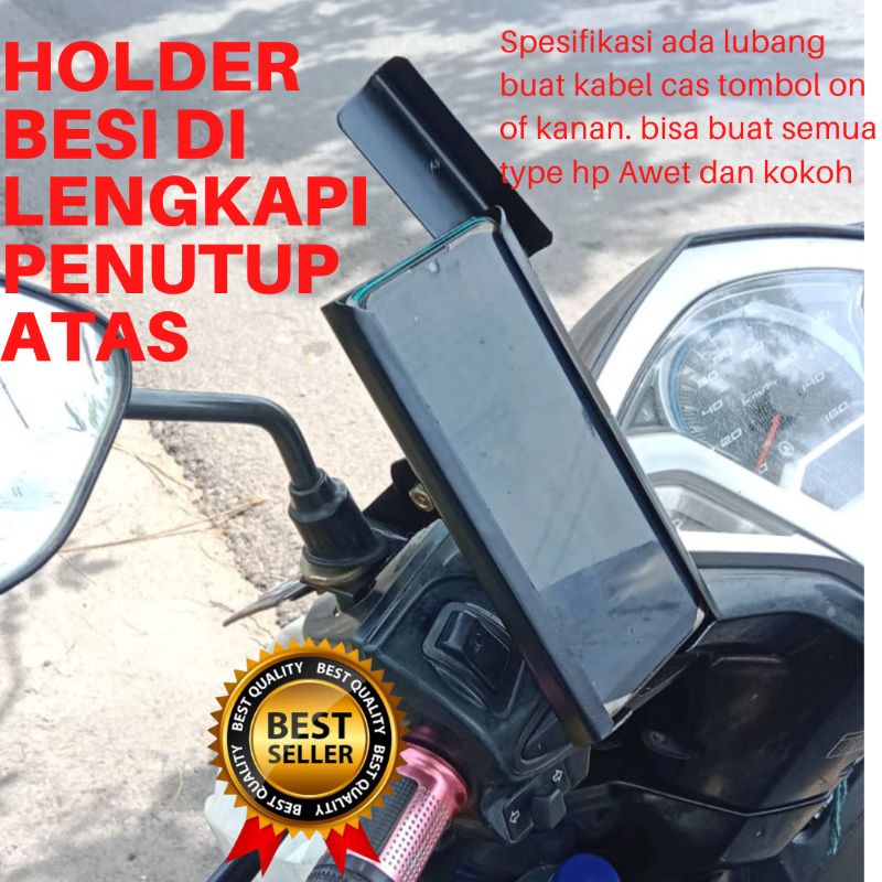 Jual holder hp motor besi spion stang ojek maxim grab di lengkapi ...