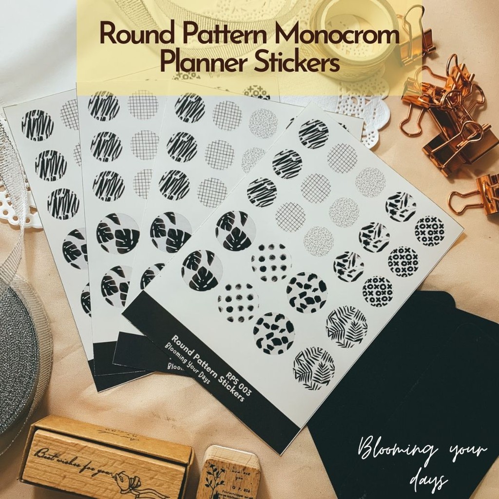 Jual Dot Pattern Sticker stiker bulat totol lingkaran monocrom hitam ...