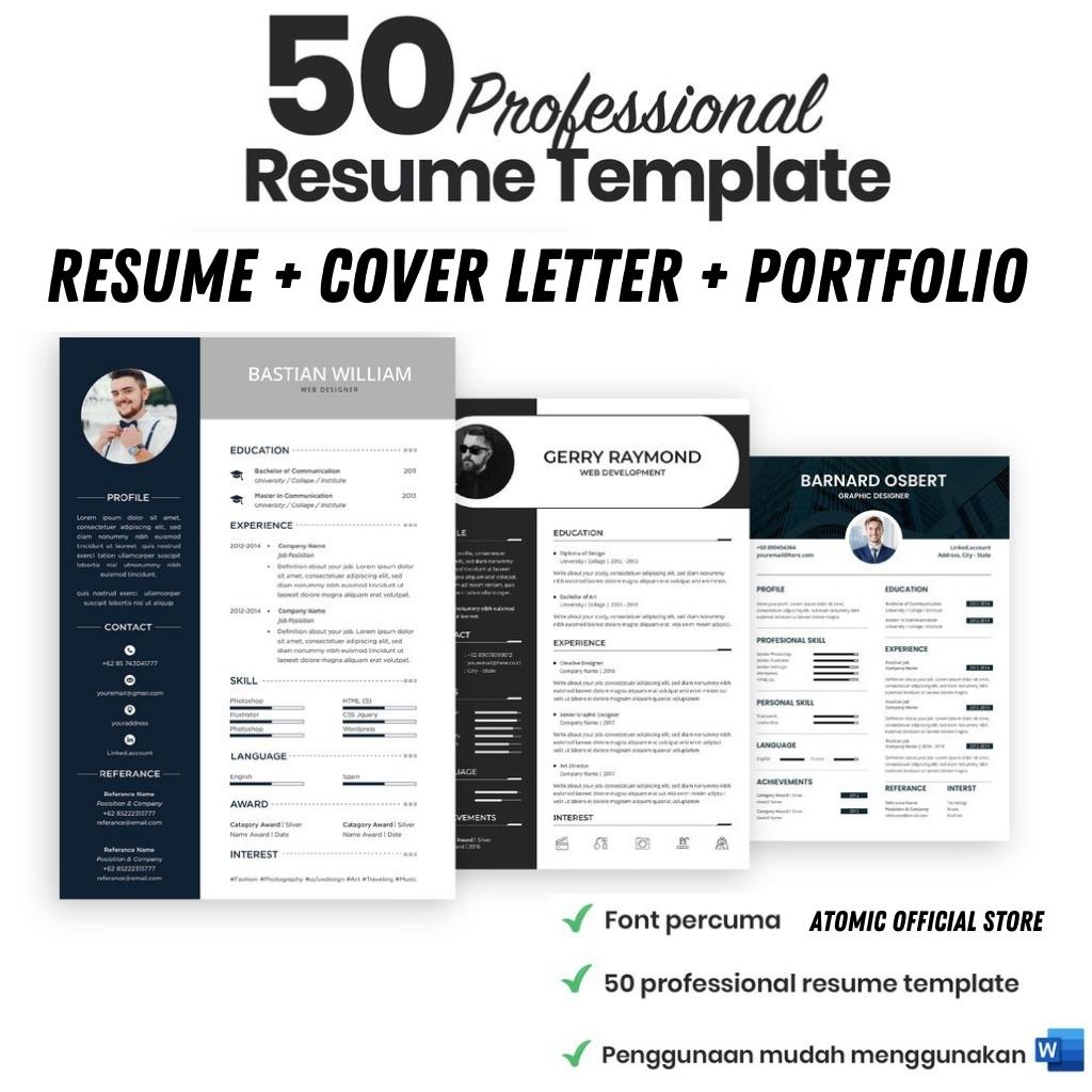 Jual PROMO 50 Sets Quality Professional Resume/CV/CL Templates (Mixed ...