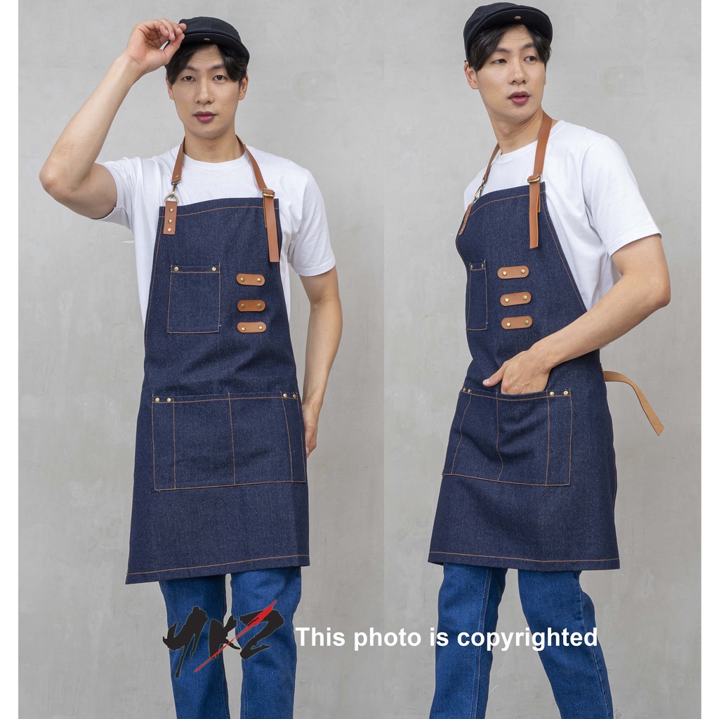 Jual PROFESIONAL APRON FOR APRON BARISTA / BARBERSHOP BLUE JEANS DENIM ...