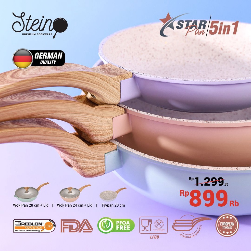 Jual Stein Steincookware Star Pan / Star Grill Stackable Floating Pan Starpan / Stargrill Full ...