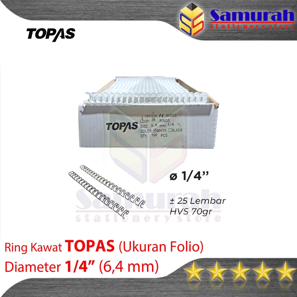 Jual Ring Binder Kawat Topas Ukuran Folio 1/4" Diameter 6,4 mm / 38 ...