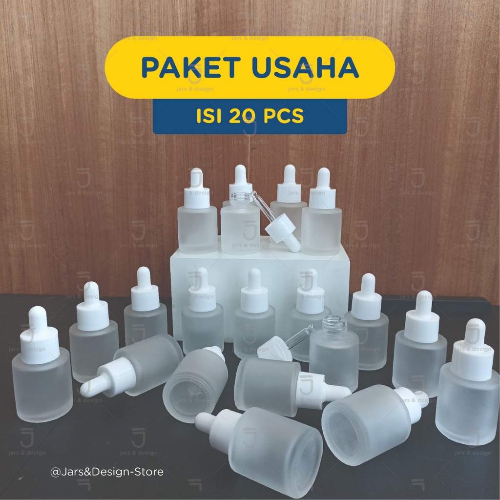 Jual (‼️ GROSIR ISI 20PCS ‼️) Botol Pipet Kaca Frosted Bahu Datar 20mL ...