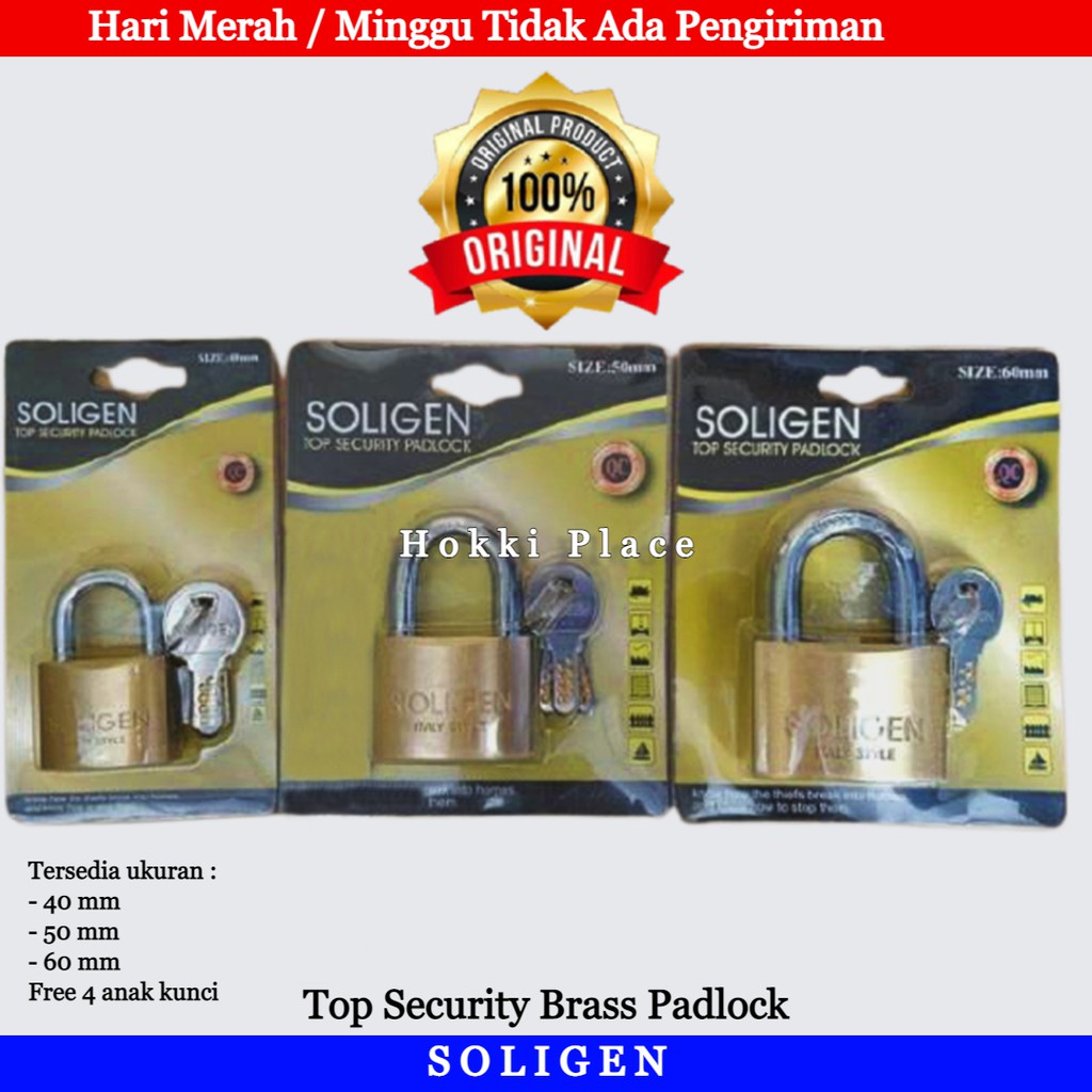 Jual GEMBOK KUNING LEHER PENDEK SOLIGEN COMPUTER MASTER KEY 40 50 ...