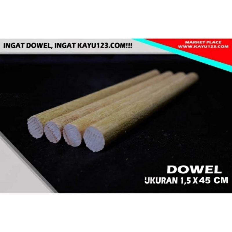 Jual DOWEL KAYU STIK KAYU BULAT GAGANG SAPU 1,5 CM X PANJANG 45 CM ...