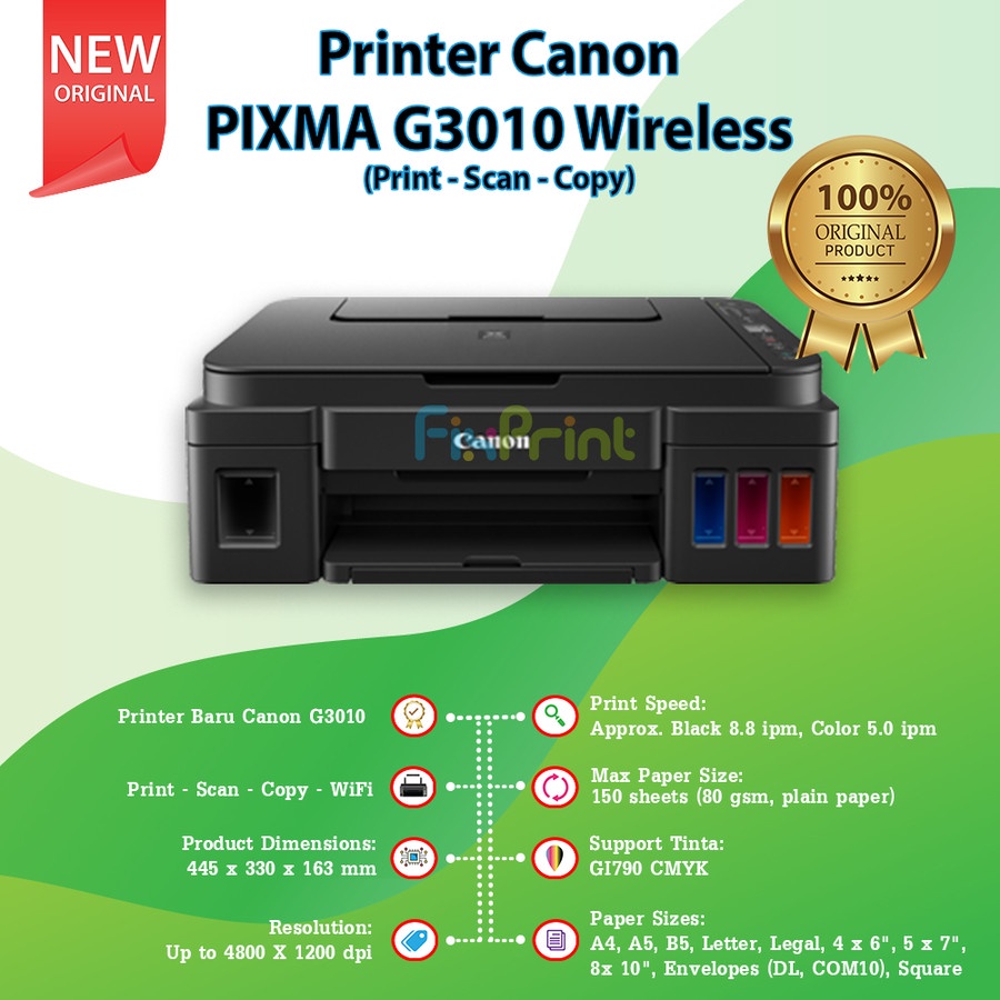 Jual Printer Canon G3010 G3010 All in One Print Scan Copy WiFi Printer Canon Pixma Wireless New ...