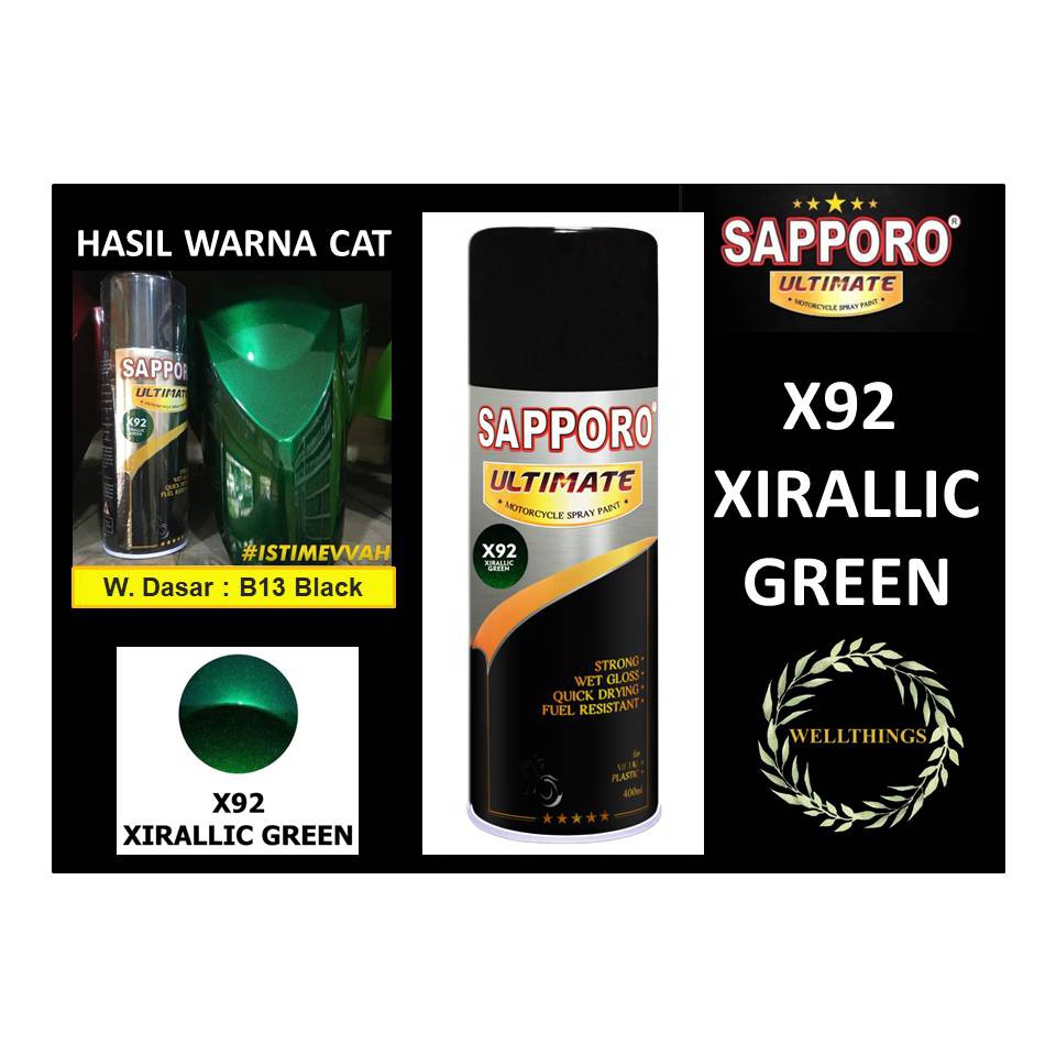 Jual Sapporo Ultimate X92 Xirallic Green / Sapporo Spray / Pilok ...