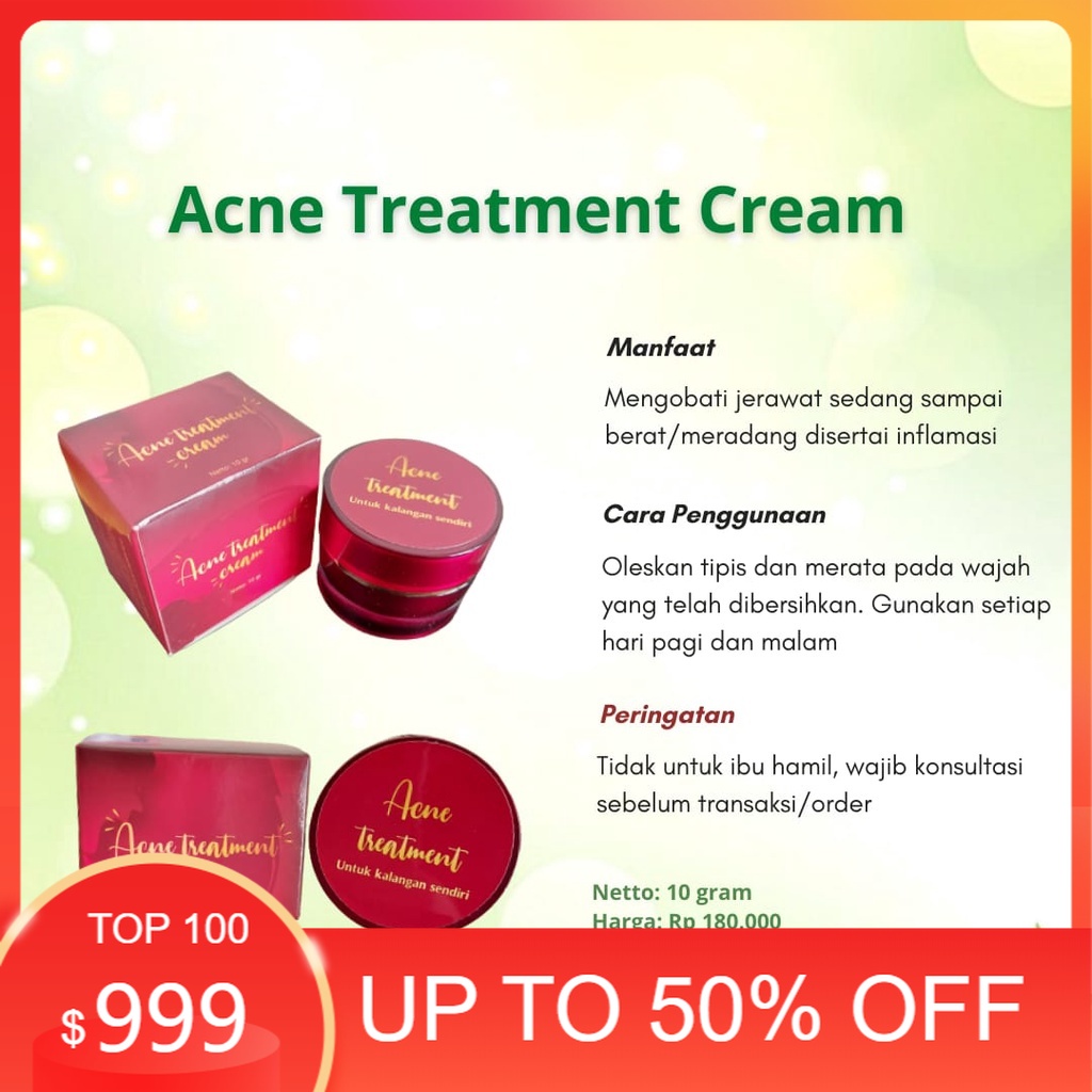 Jual ACNE TREATMENT CREAM / KRIM JERAWAT SEDANG SAMPAI BERAT YANG ...