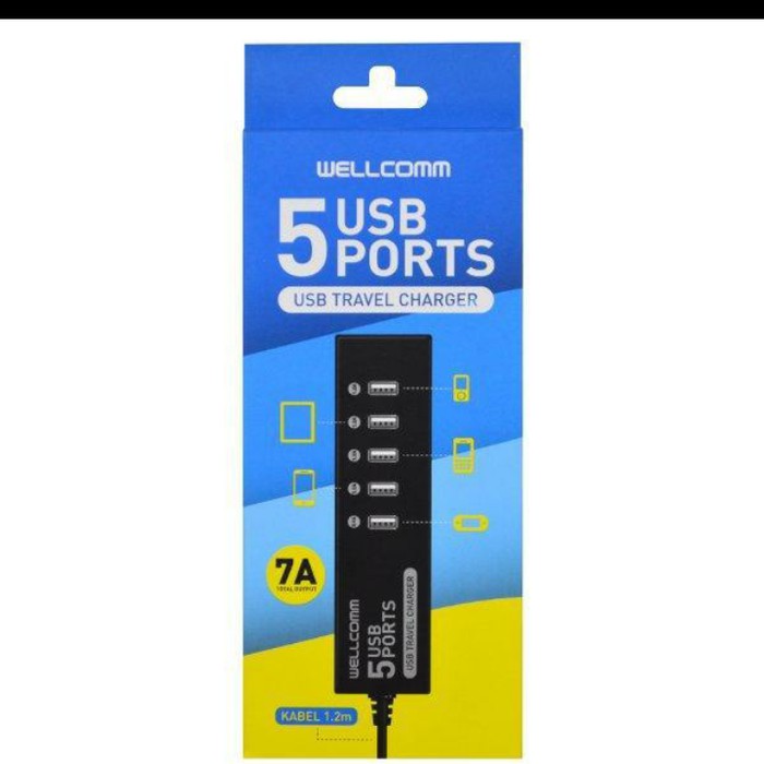 Jual charger wellcomm 7ampere. 5 port usb | Shopee Indonesia