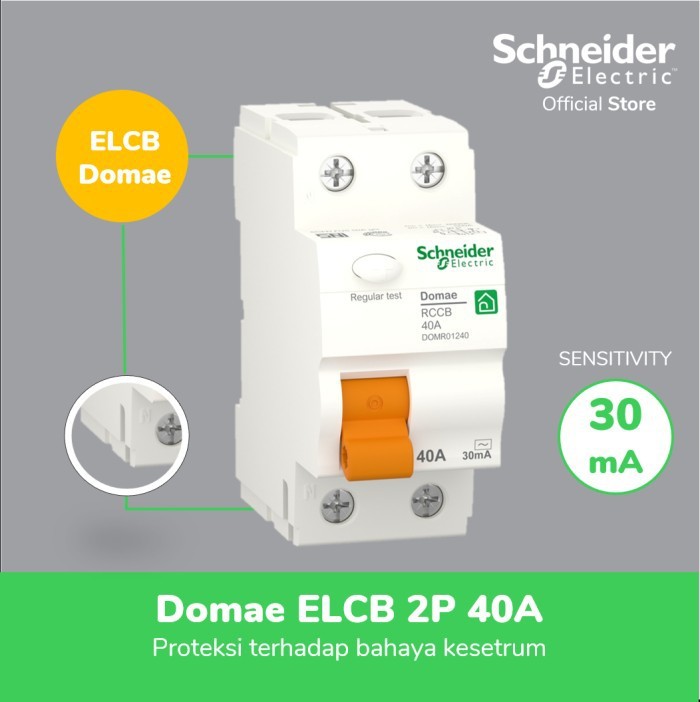 Jual Schneider Electric Domae RCCB / ELCB - 2P 30mA 40 A - DOMR01240 ...