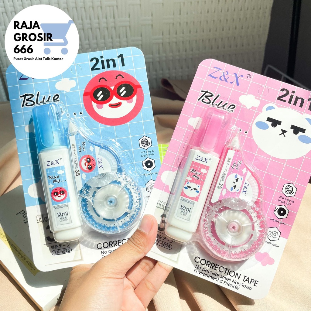 Jual Tipex Set Cair kertas warna pastel correction tape 2 in 1 Tip ex ...