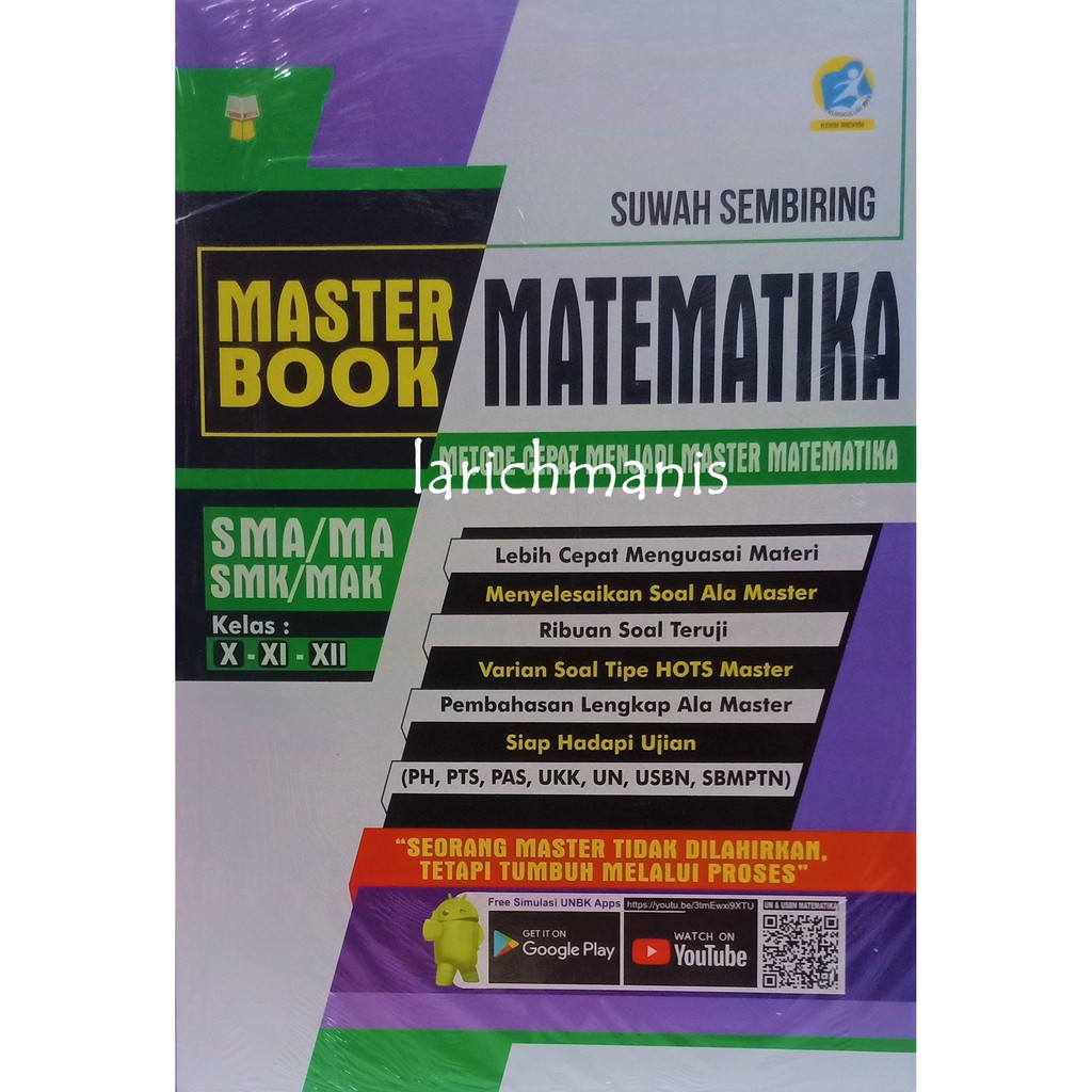 Jual BUKU MASTER BOOK MATEMATIKA - METODE CEPAT MENJADI MASTER ...