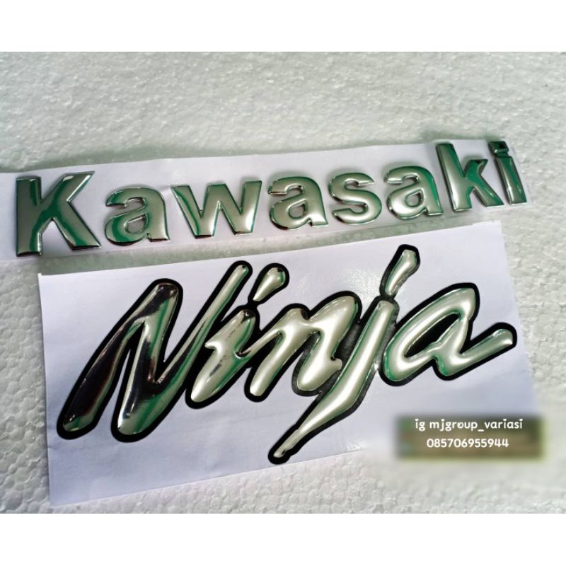 Jual emblem logo motor KAWASAKI NINJA ukuran original warna gold/silver ...