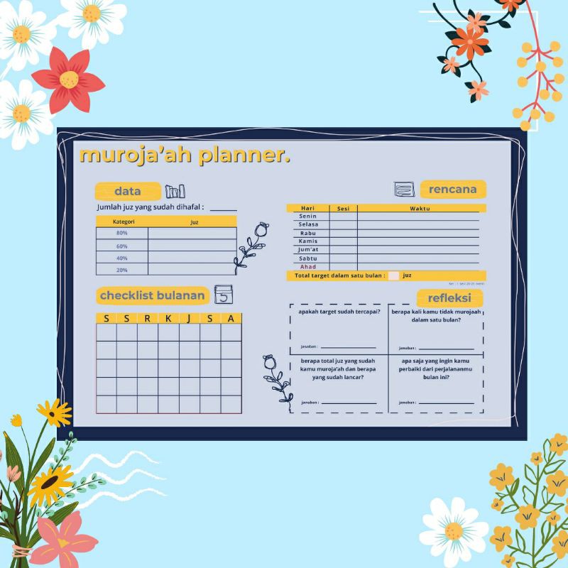 Jual Murojaah Planner/ Jurnal Murojaah Hafalan Al-Quran Theboardplan ...
