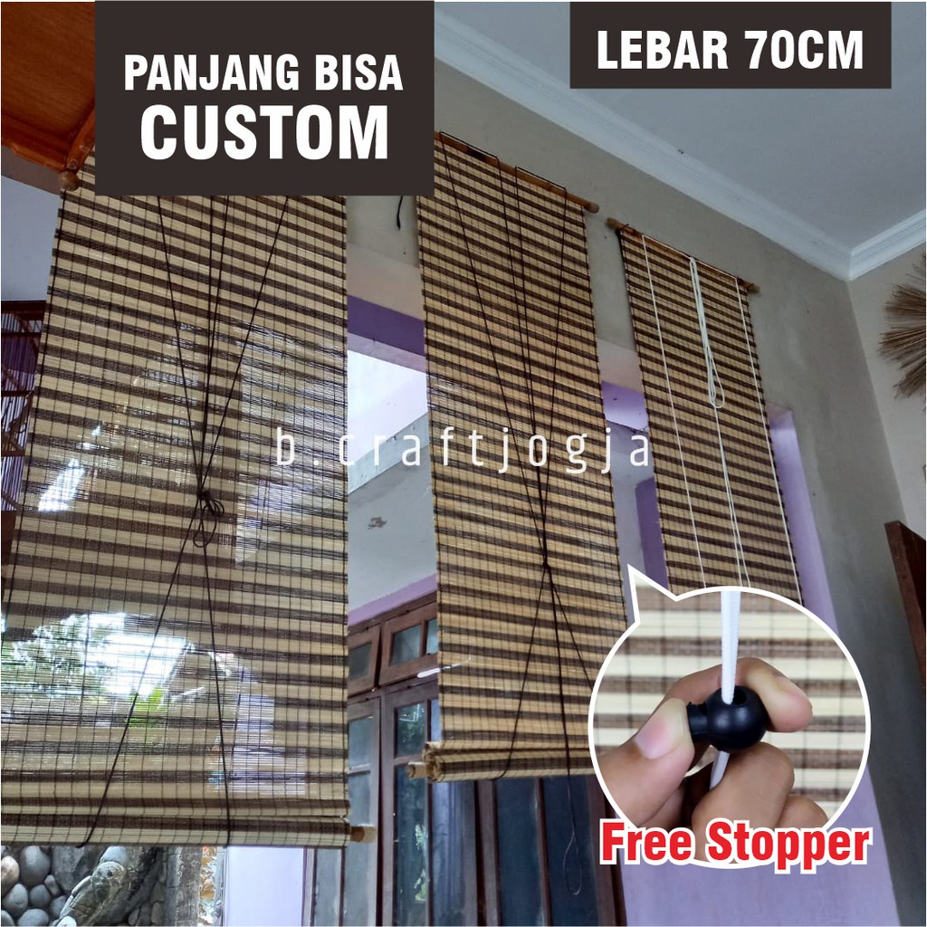 Jual Tirai Kerai Gorden Gulung Bambu Mix Lidi Tenun Lebar 70 cm Tinggi Custom | Shopee Indonesia
