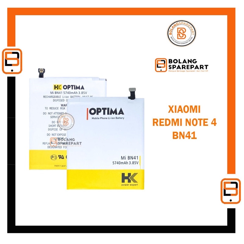 Jual BATERAI BATRE XIAOMI REDMI NOTE 4 BN41 HK OPTIMA DOUBLE IC ...