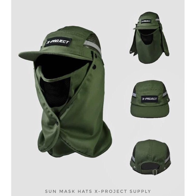 Jual topi mancing mendaki 5 panel sun mask hat original x-project green ...