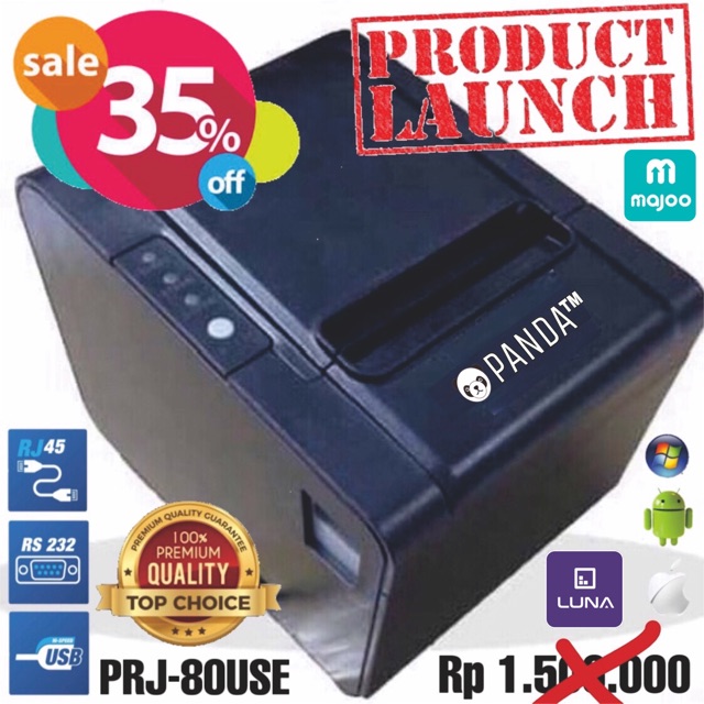 Jual POS MINI RECEIPT PRINTER KASIR 80MM THERMAL PANDA PRJ-80USE (USB+SERIAL+LAN) KERTAS 80 MM ...