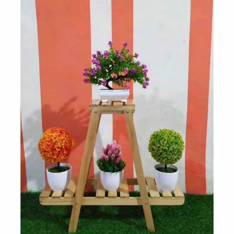 Jual Rak Bunga Tanaman Hias Minimalis Bertingkat 2 Dudukan Pot kayu ...