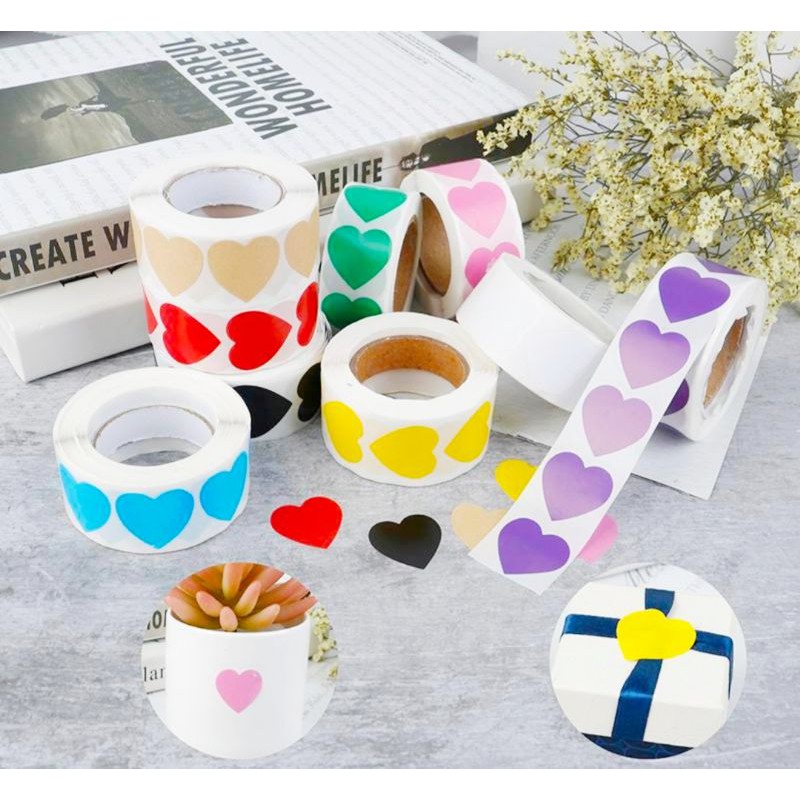 Jual Label Sticker stiker Waru Hati Heart Shape segel kemasan hiasan ...