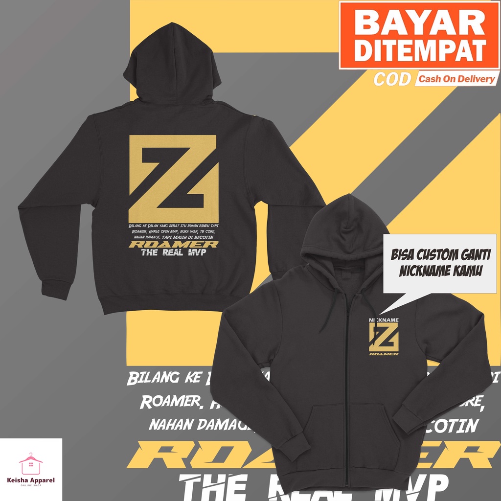 Jual JAKET ZIPPER ROLE MOBILE LEGENDS ROAMER CUSTOM NICKNAME | Shopee ...
