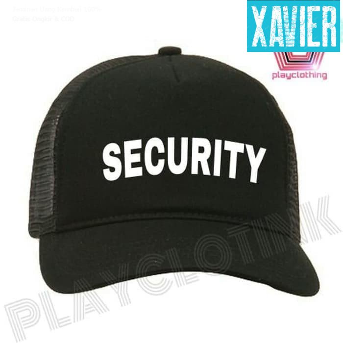 Jual TOPi Trucker Jaring Hat Cap distro SECURiTY KEAMANAN SATPAM polos custom indonesia pria ...